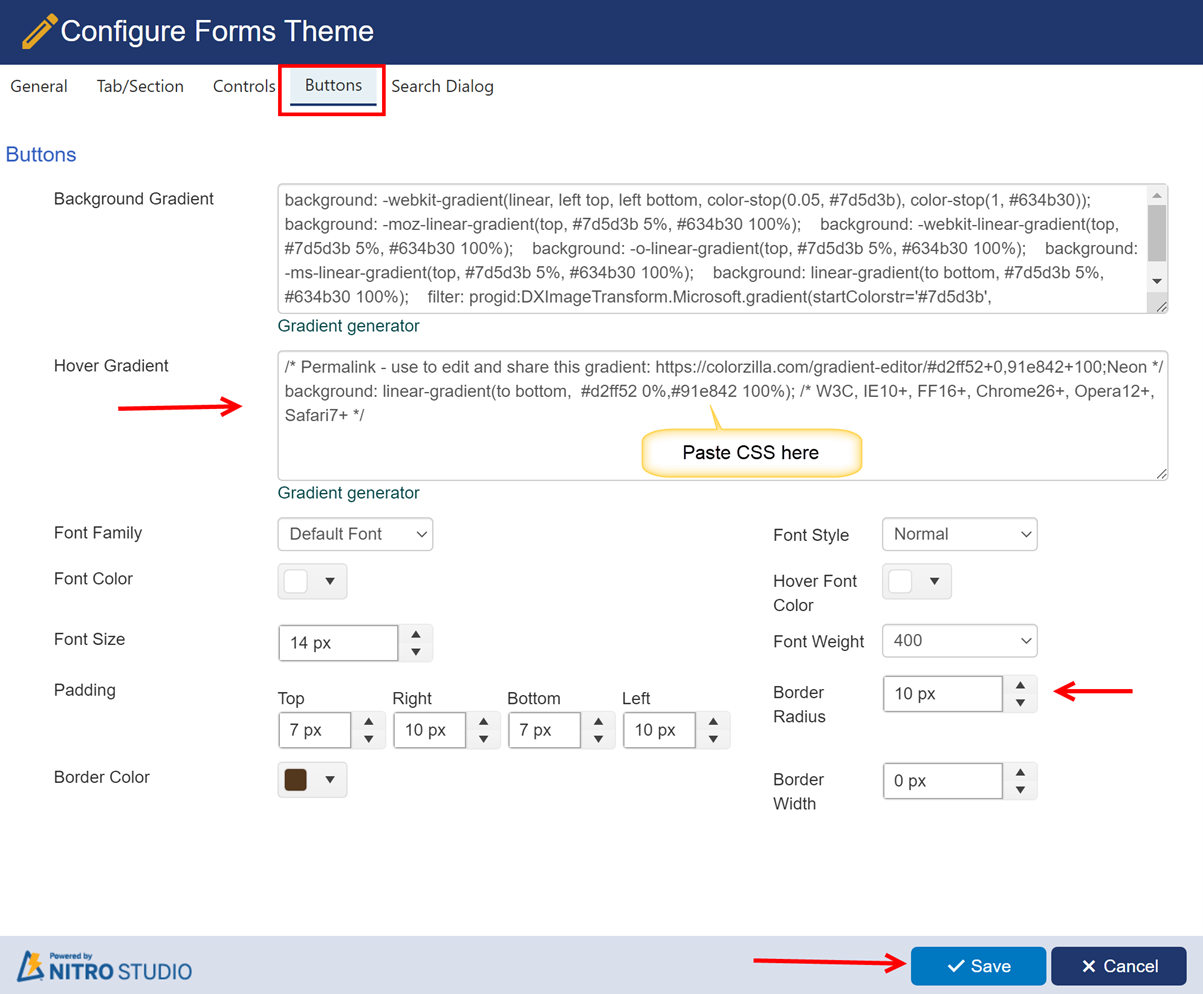 How to modify the default “Save” and “Cancel” buttons in Nitro forms and Portal? - Crow Canyon ...