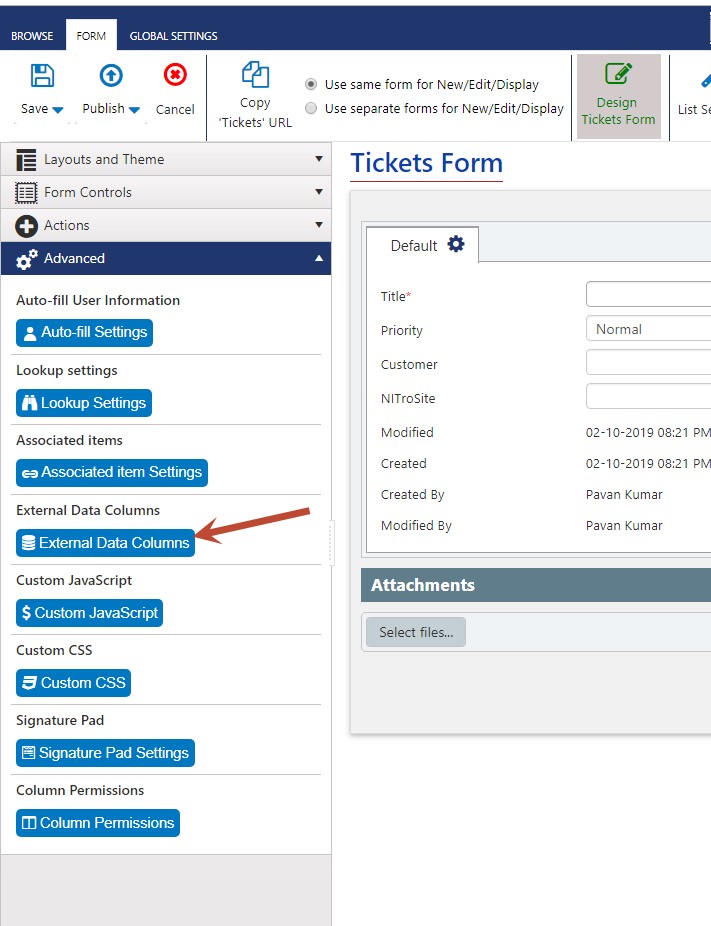 External Data Column configuration in NITRO Forms – Crow Canyon Software Support