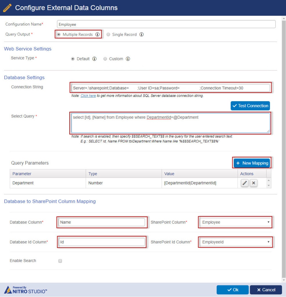 External Data Column configuration in NITRO Forms - Crow Canyon Software Support