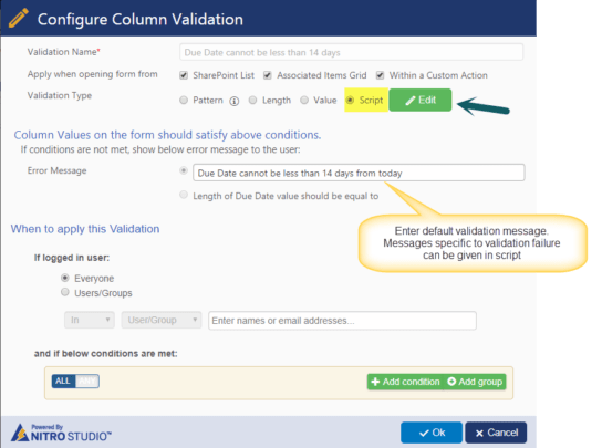 Add custom validations in NITRO Forms using JavaScript - Crow Canyon Software Support