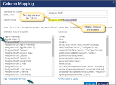 How to insert the placeholders of list columns in the Workflow Manager ...