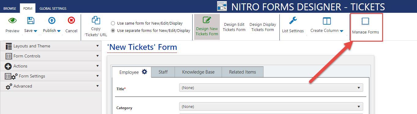 Switch to Modern version of NITRO Forms - Crow Canyon Software Support