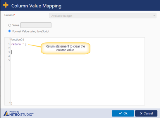 Clear a list column value in NITRO Forms and Workflows - Crow Canyon Software Support