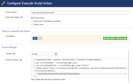 Sample Use Cases For Execute Script Action In Crow Canyon Custom Actions Crow Canyon Software