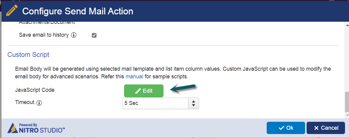 Custom Actions Send Mail Custom Javascript Crow Canyon Software Support