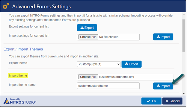Export Import Themes In NITRO Forms Crow Canyon Software Support