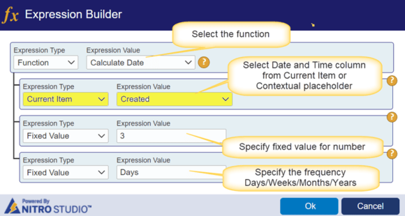 Expression builder in Custom Actions - Crow Canyon Software Support