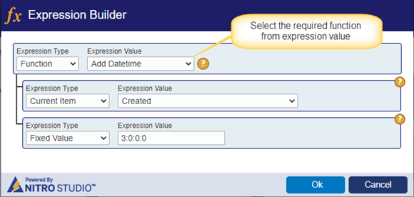 Expression builder in Custom Actions and NITRO Workflows - Crow Canyon Software Support