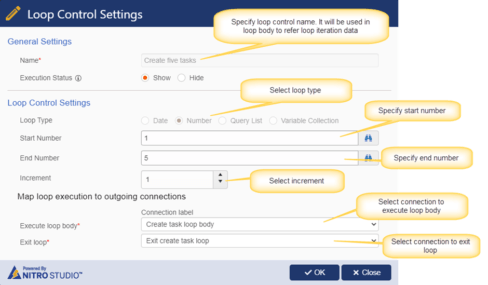 Configuration of Loop feature in Custom Actions and NITRO Workflows - Crow Canyon Software Support