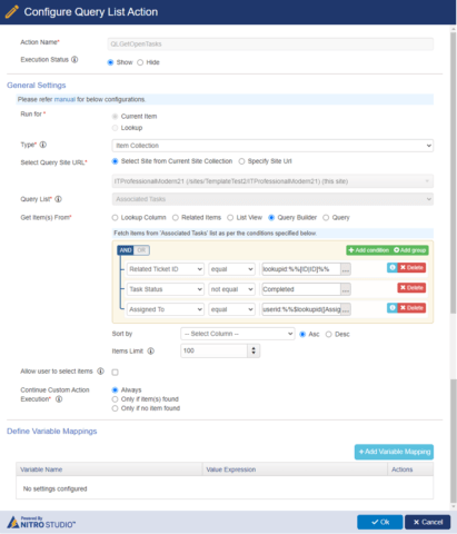 Configuration of Loop feature in Custom Actions and NITRO Workflows - Crow Canyon Software Support