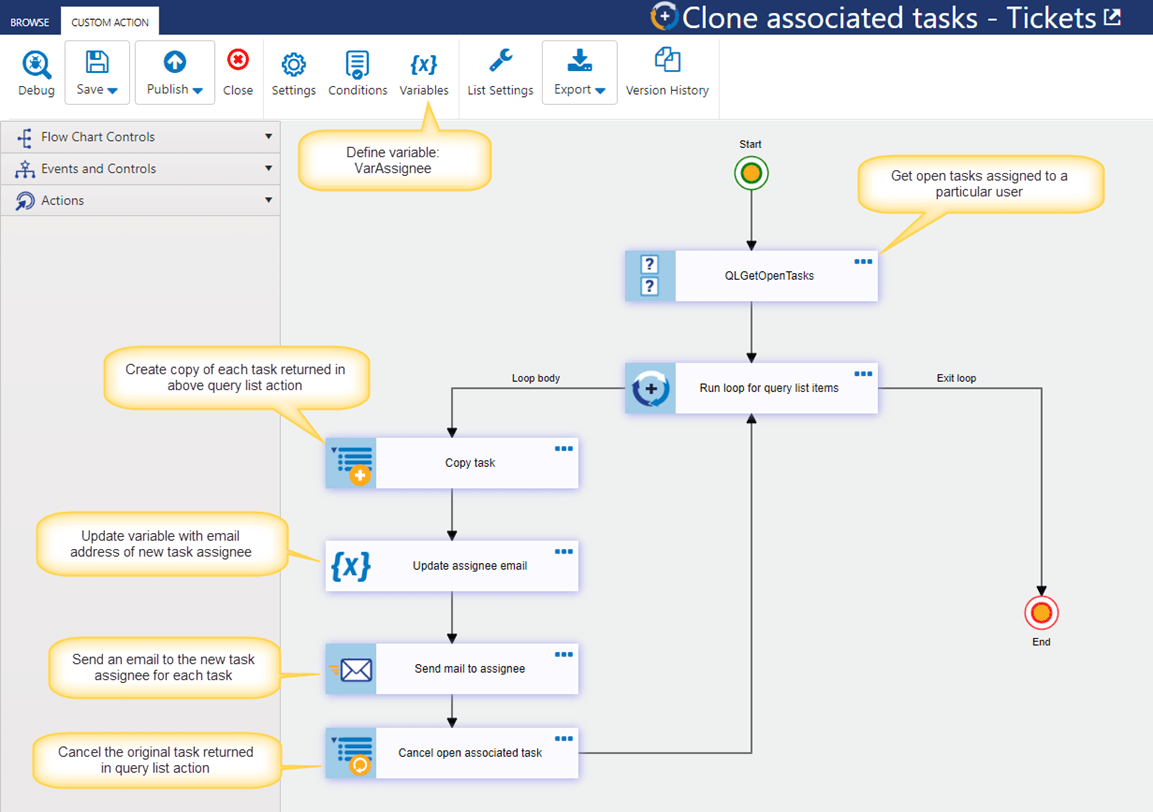 Configuration of Loop feature in Custom Actions and NITRO Workflows - Crow Canyon Software Support