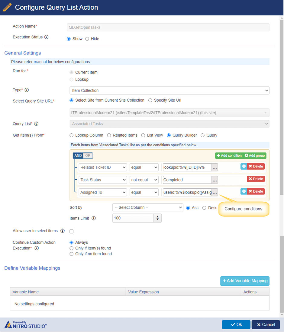 Configuration of Loop feature in Custom Actions and NITRO Workflows - Crow Canyon Software Support