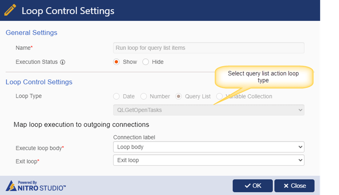 Configuration of Loop feature in Custom Actions and NITRO Workflows - Crow Canyon Software Support