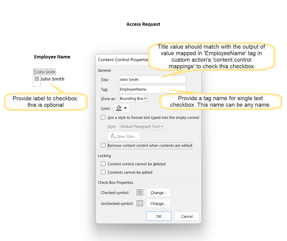 Support for checkboxes in Word documents for Generate Document Action - Crow Canyon Software Support