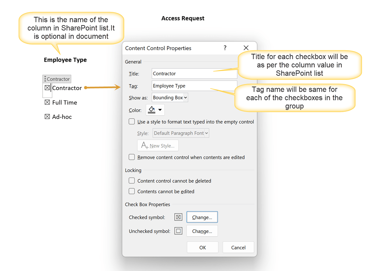 Support for checkboxes in Word documents for Generate Document Action - Crow Canyon Software Support