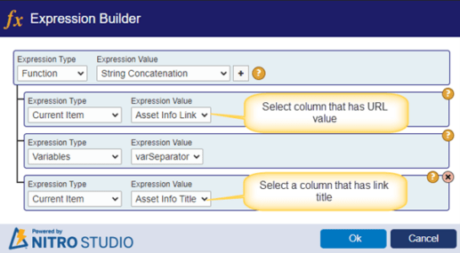 Update hyperlink column with link URL and display text using NITRO Custom Actions - Crow Canyon ...