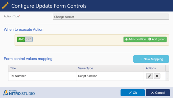 Format the phone number specified in a column using form event actions ...