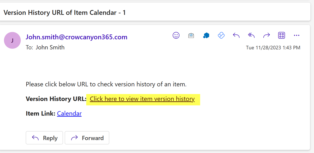 Get URL to View Version History of an Item - Crow Canyon Software Support