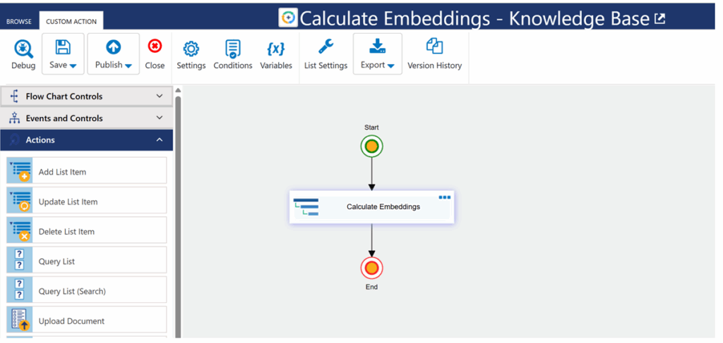 Calculate Embeddings Custom Action - Crow Canyon Software Support